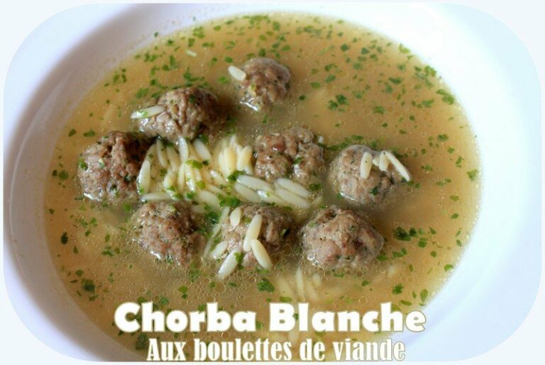 Chorba Blanche aux Boulettes de Viande et Langue d'Oiseau